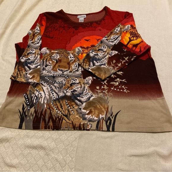 BonWorth | Tops | Vintage Bonworth 9s Sequin Safari Sunset Shirt 00 ...